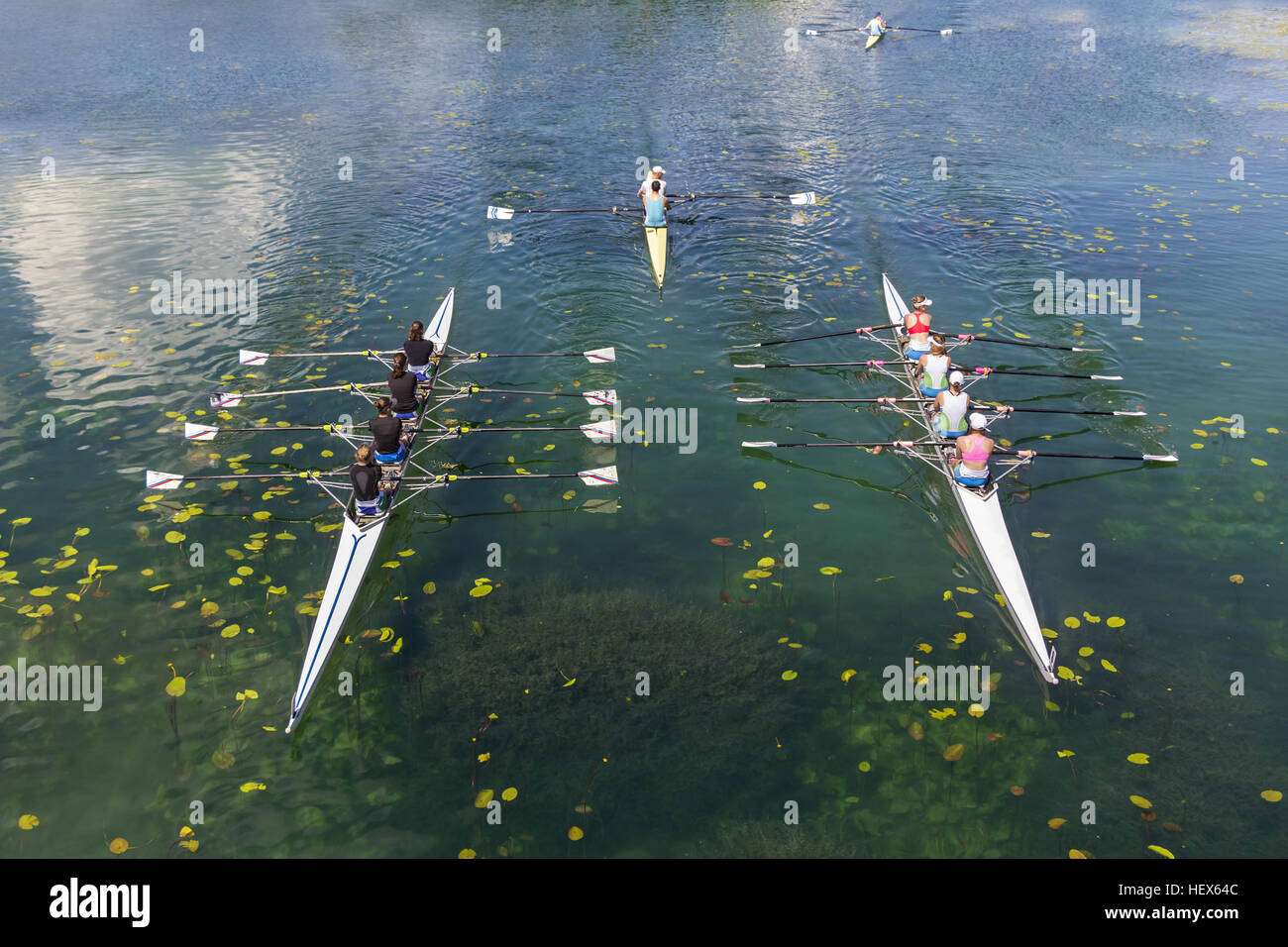 Athletes boating on the training lake hi-res stock photography and ...