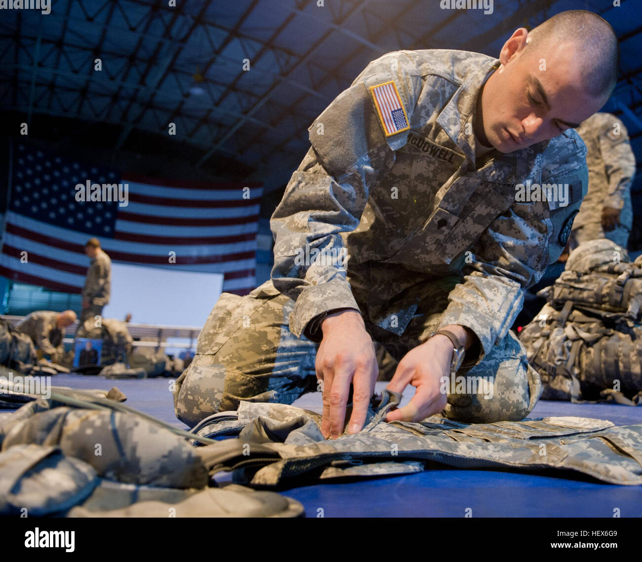 Army Reserve Spc. Joshua McDowell assembles his Improved Outer Tactical ...