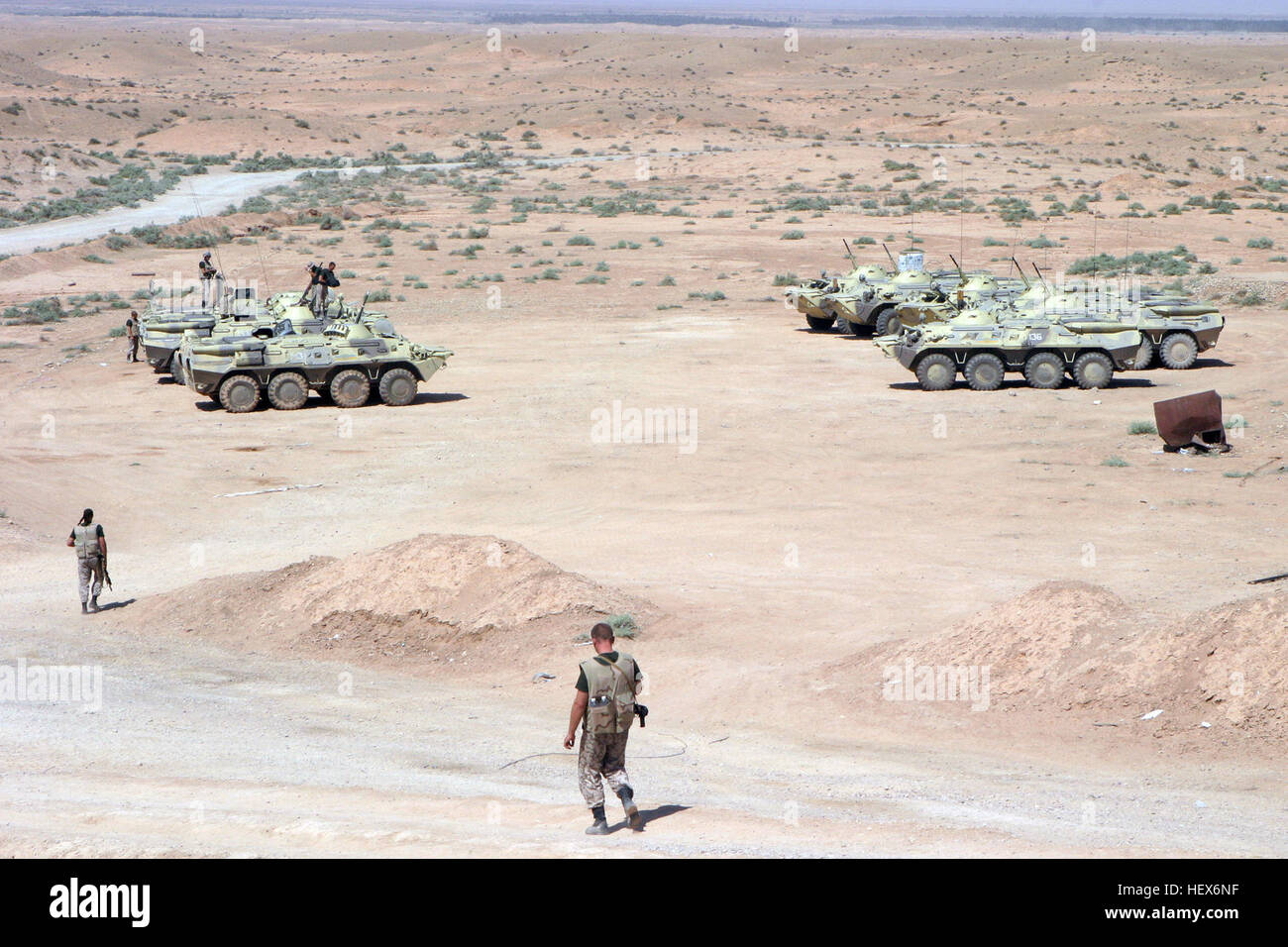 Ukraine Army Soldiers service their BTR-80A armored personnel carriers ...