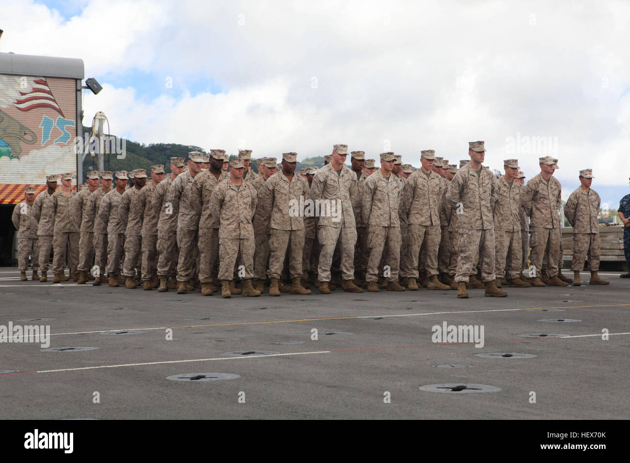 Senior leadership of USS Ponce and Combat Logistics Battalion 26, 26th ...