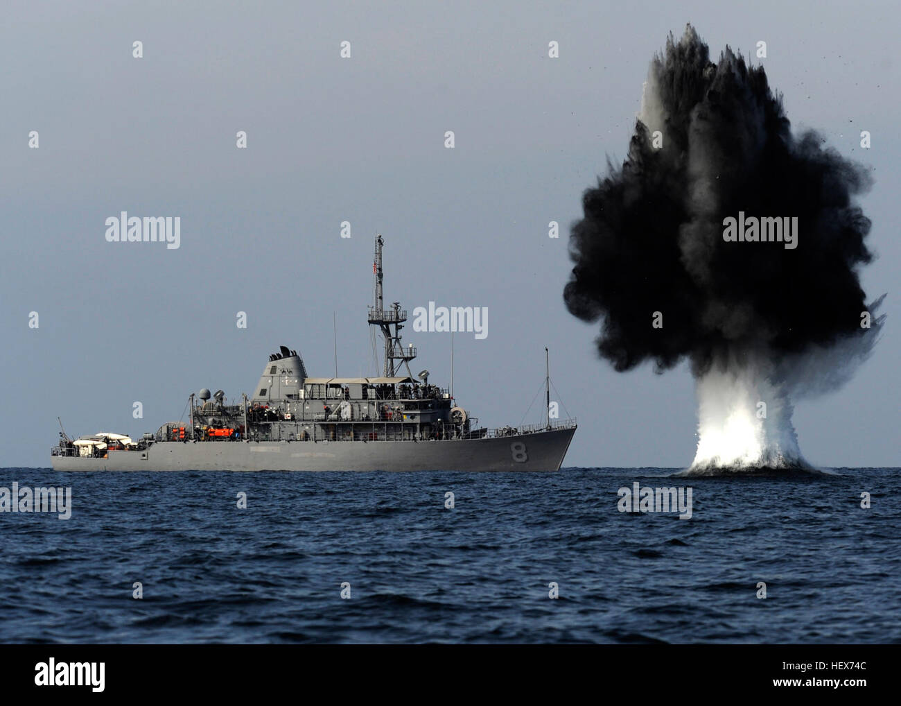 A demolition charge detonates 1,500 meters from USS Scout (MCM 8 ...