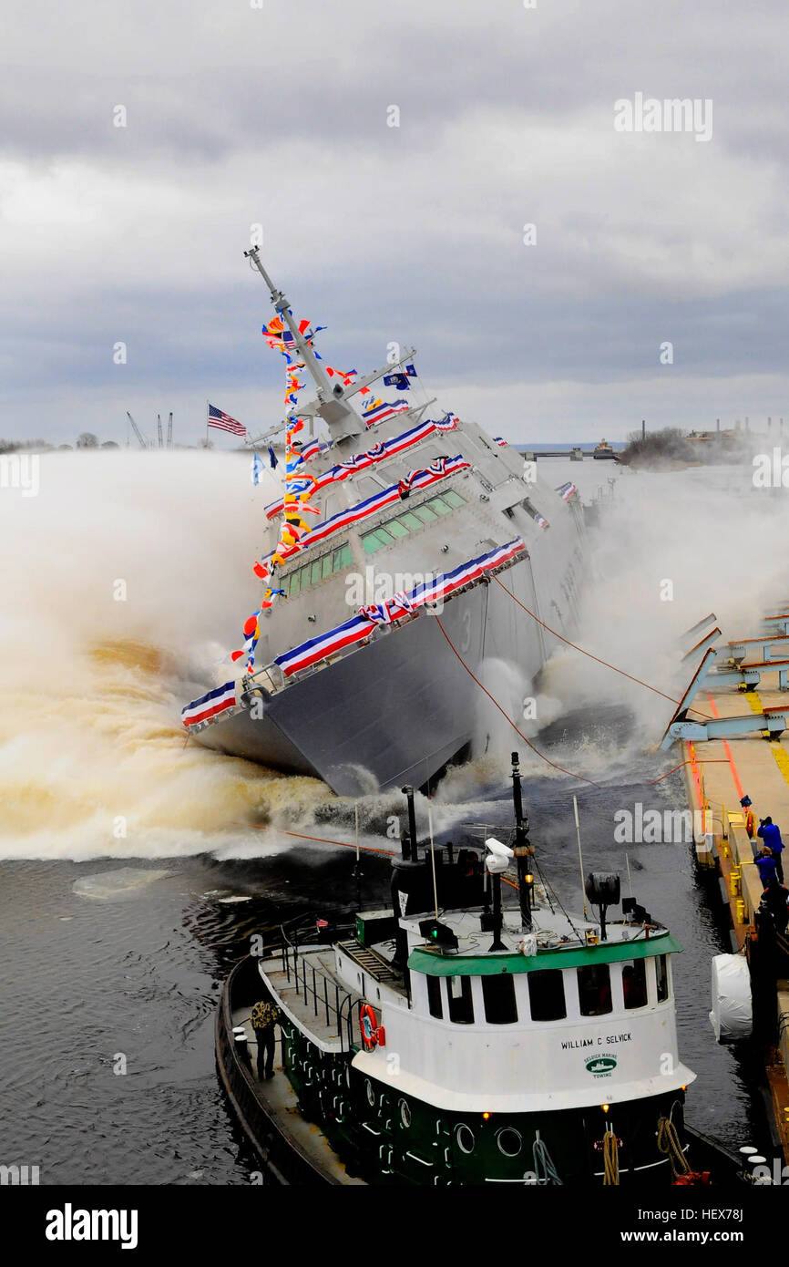 The littoral combat ship Pre-Commissioning Unit Fort Worth is launched ...