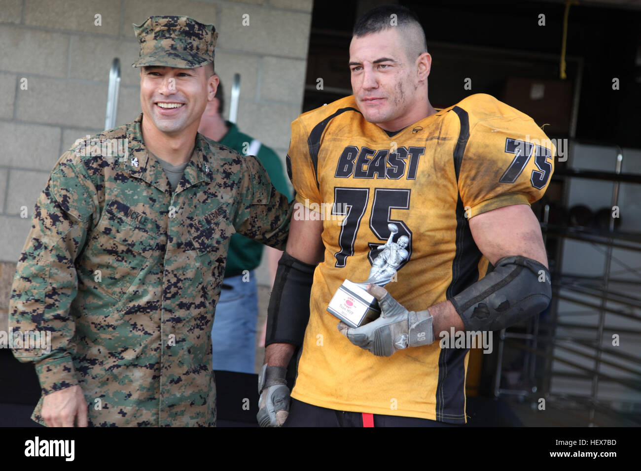 Seth Phillips, defensive lineman for the 1st Marine Logistics Group ...
