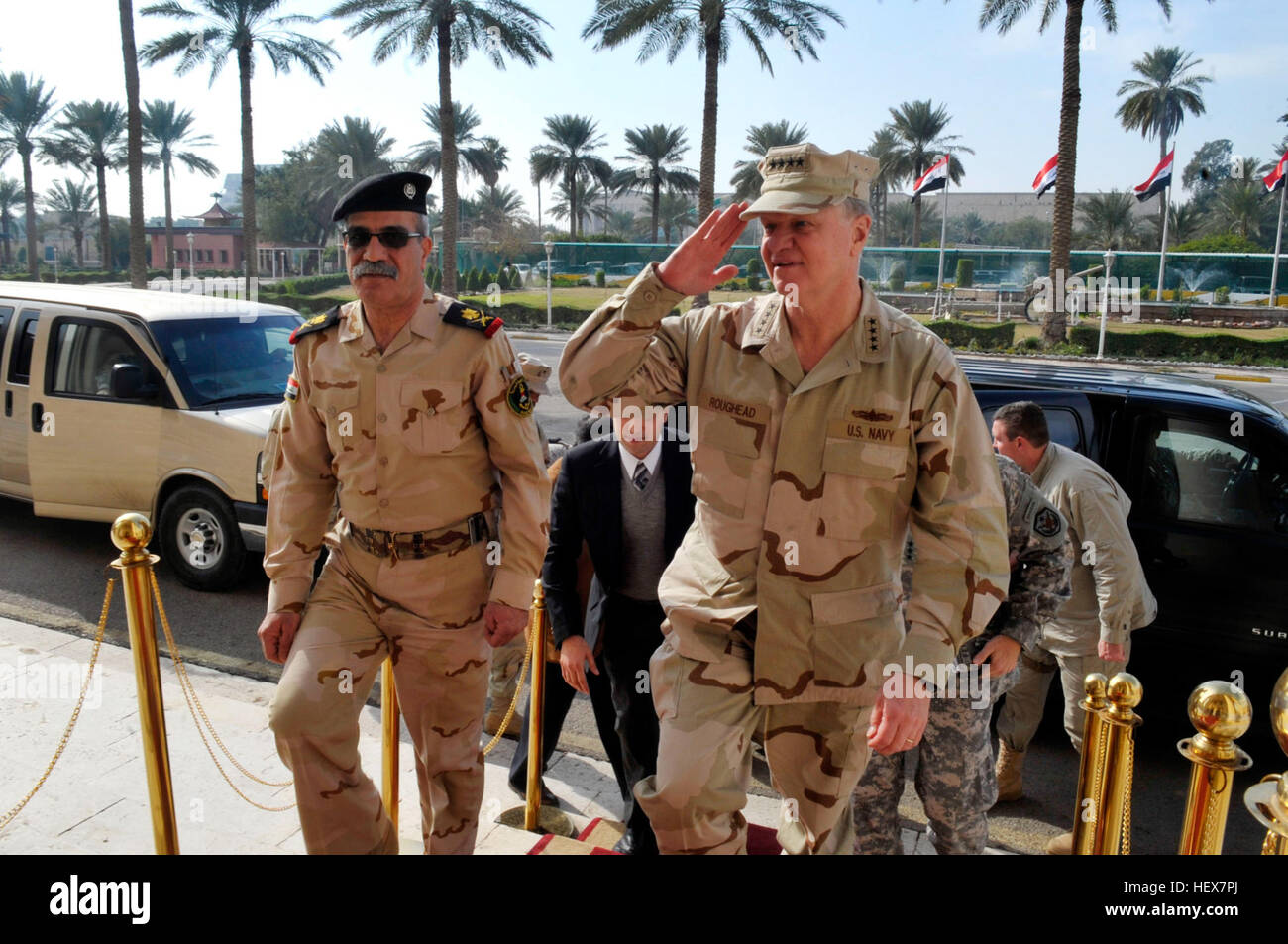 Chief of Naval Operations Adm. Gary Roughead is greeted by Vice Adm ...