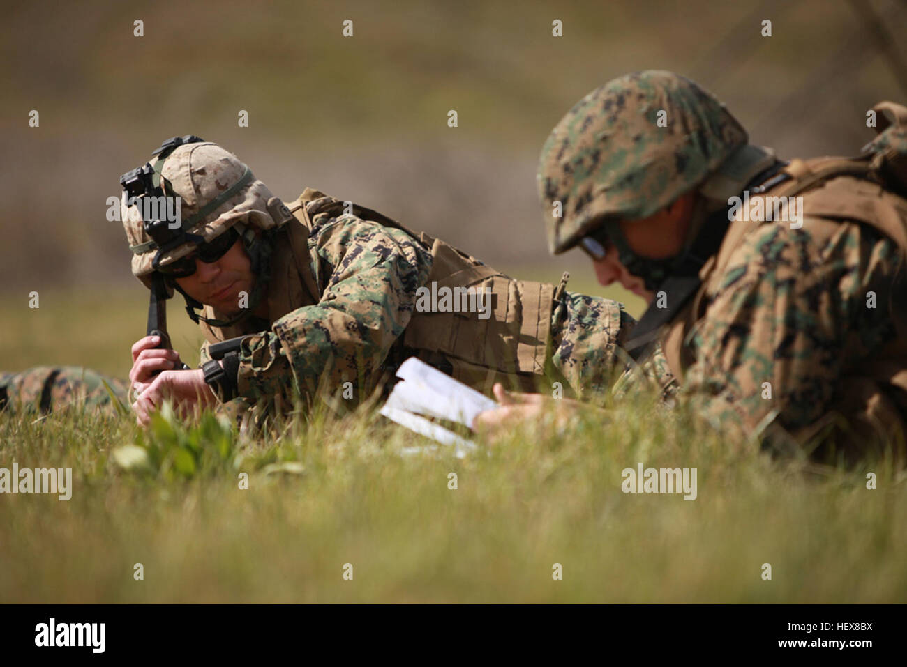 U.S. Marine Corps Capt. Christopher Robb, left, the forward air ...