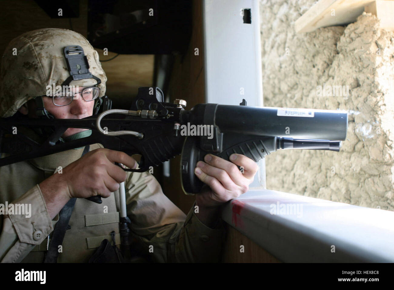 US Marine Corps (USMC) Corporal (CPL) Luke Schemenauer, assigned to ...