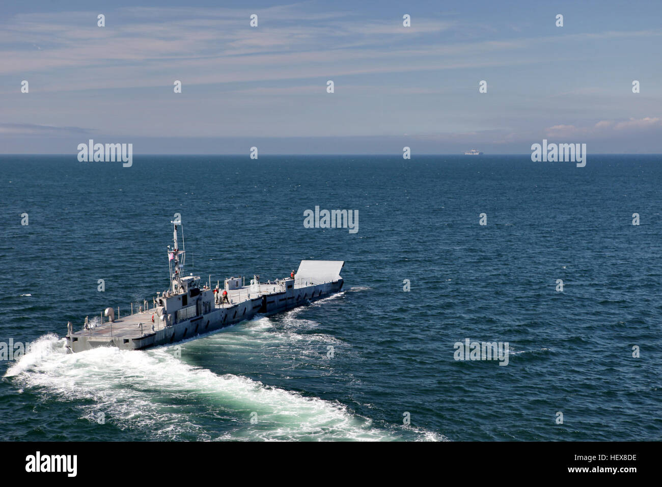 An improved Navy lighterage system makes way towards USNS Sgt. William ...