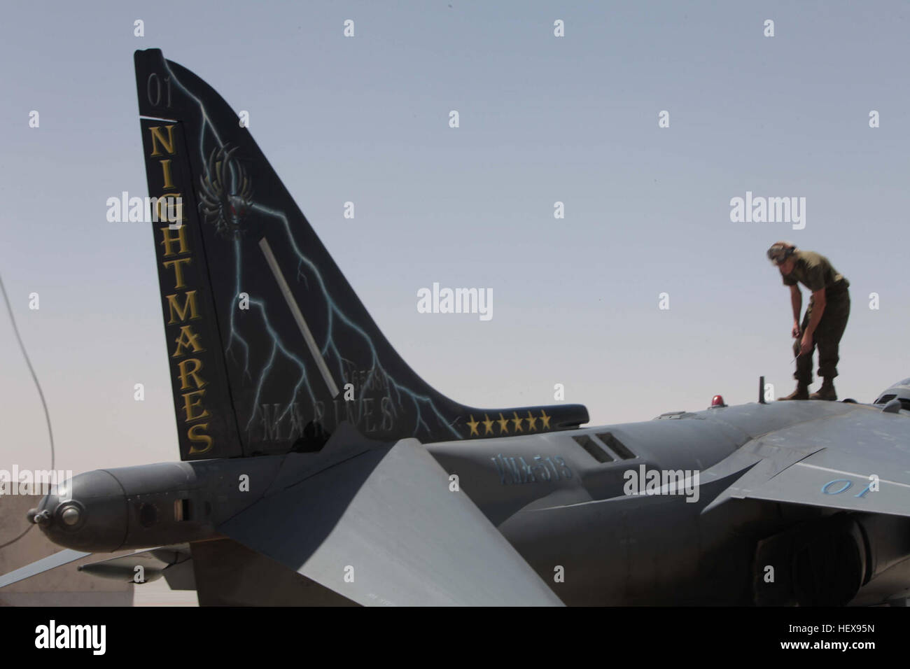 Cpl. Michael Bybee, a Marine Attack Squadron 513 powerline mechanic and ...