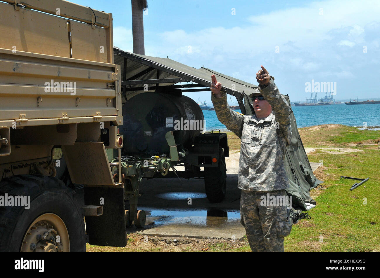 Spc. Adam Somers of the 301st Quartermaster Company, 406th Combat ...