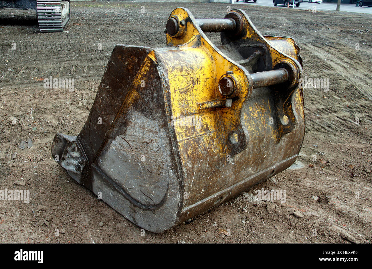 This image shows construction equipment, including tractors and diggers ...
