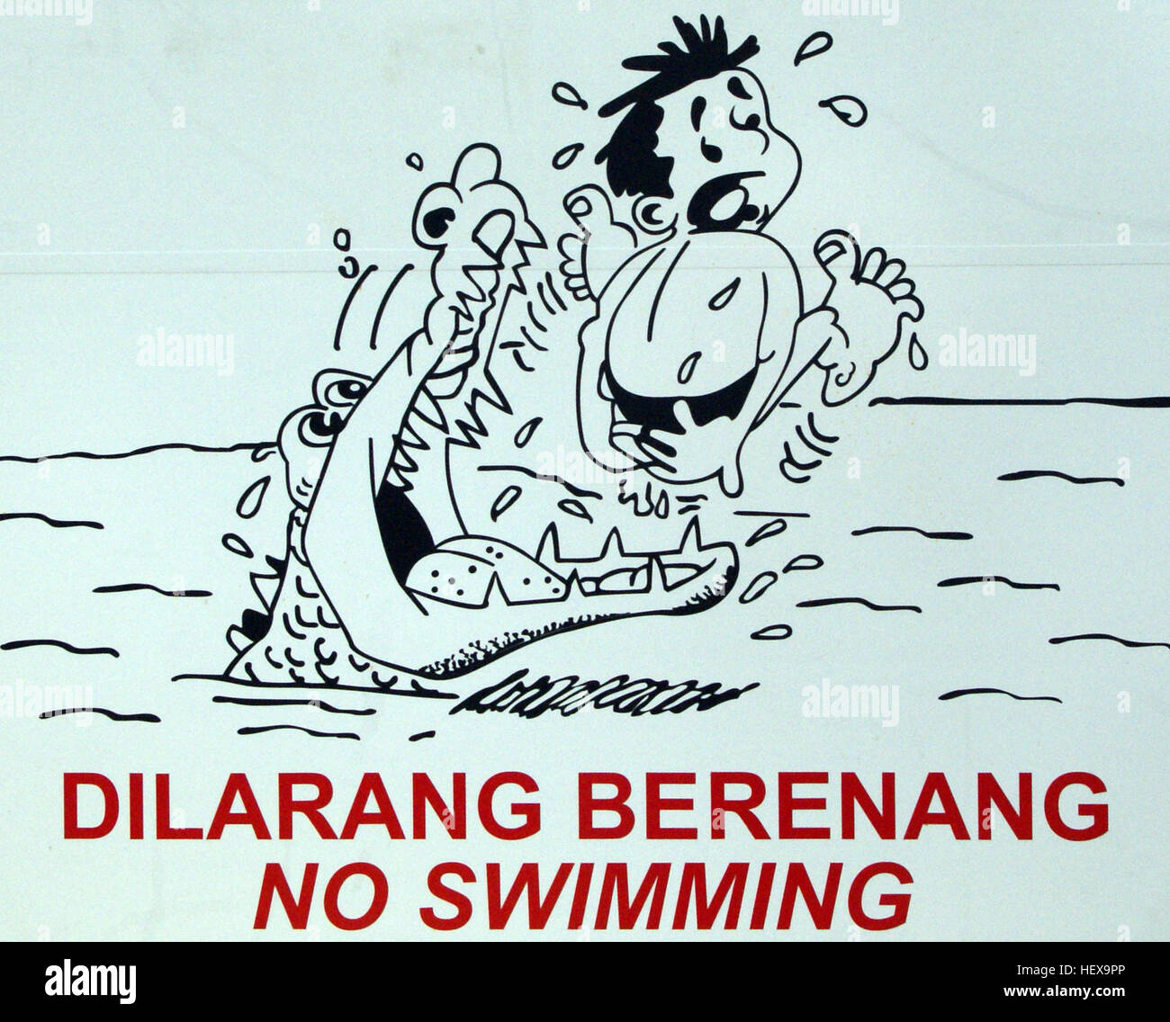 A warning notice indicating 'No Swimming' at a designated location ...