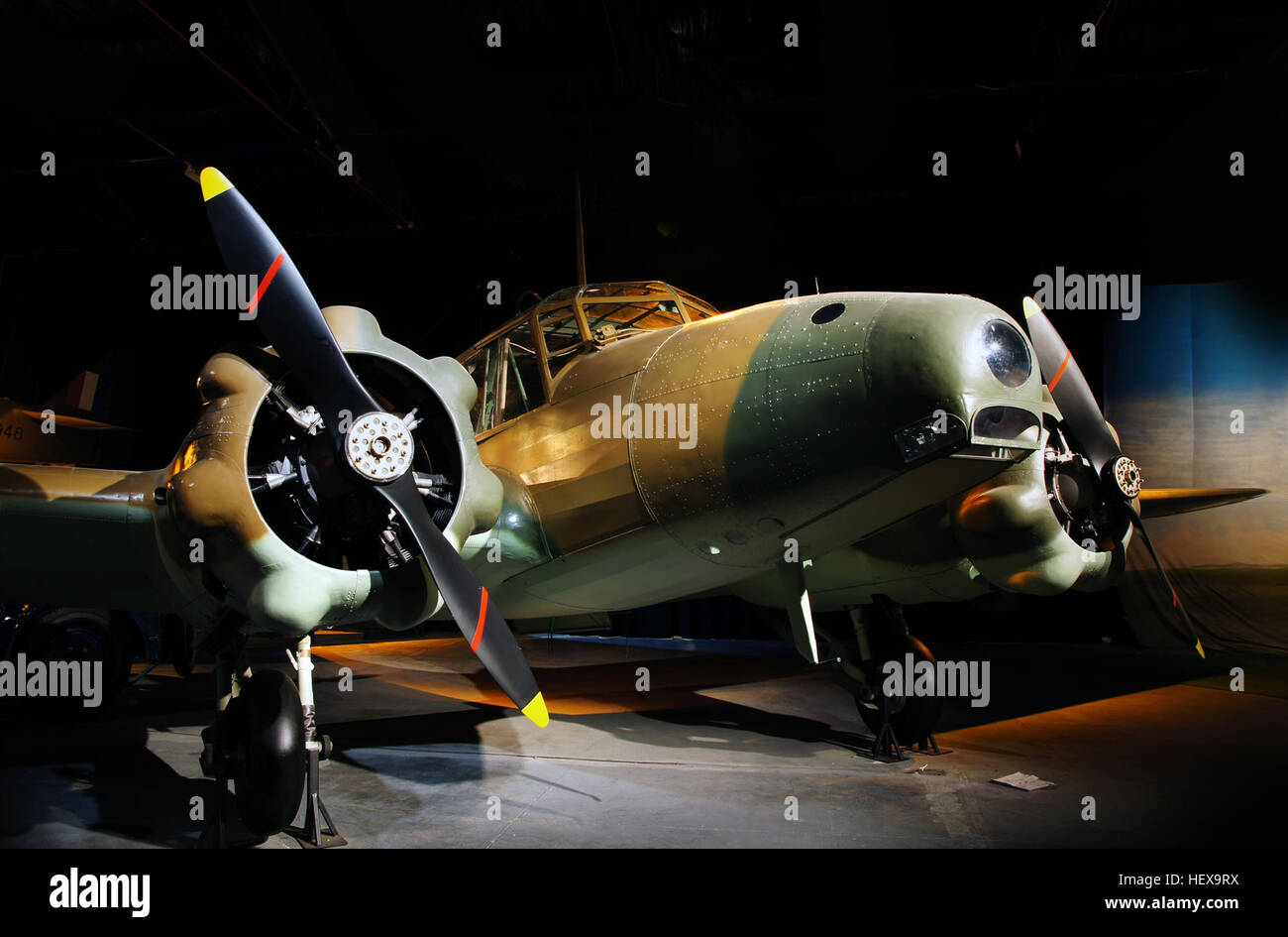 An Avro Anson Mk 2 aircraft on display, showing parts from several ...