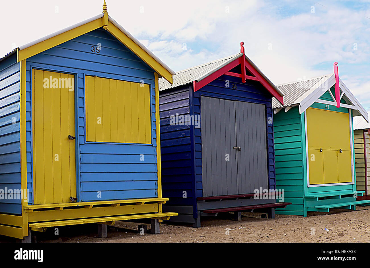 Dendy Street Beach in Melbourne is famous for its 82 colorful bathing ...