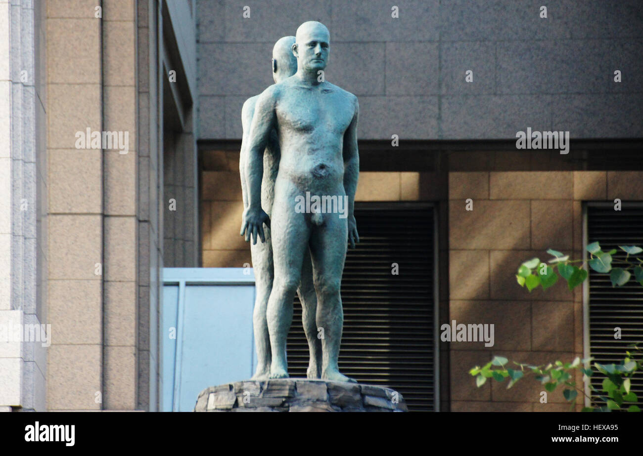 This public art installation at Bankers Hall, Calgary, features a ...