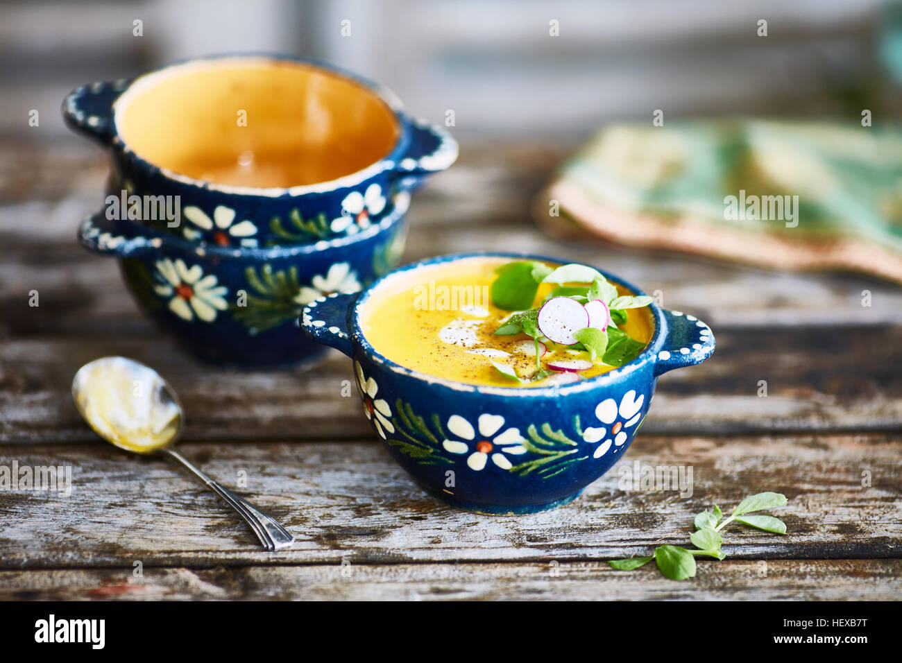 Bowl vegetable soup on table hi-res stock photography and images - Alamy