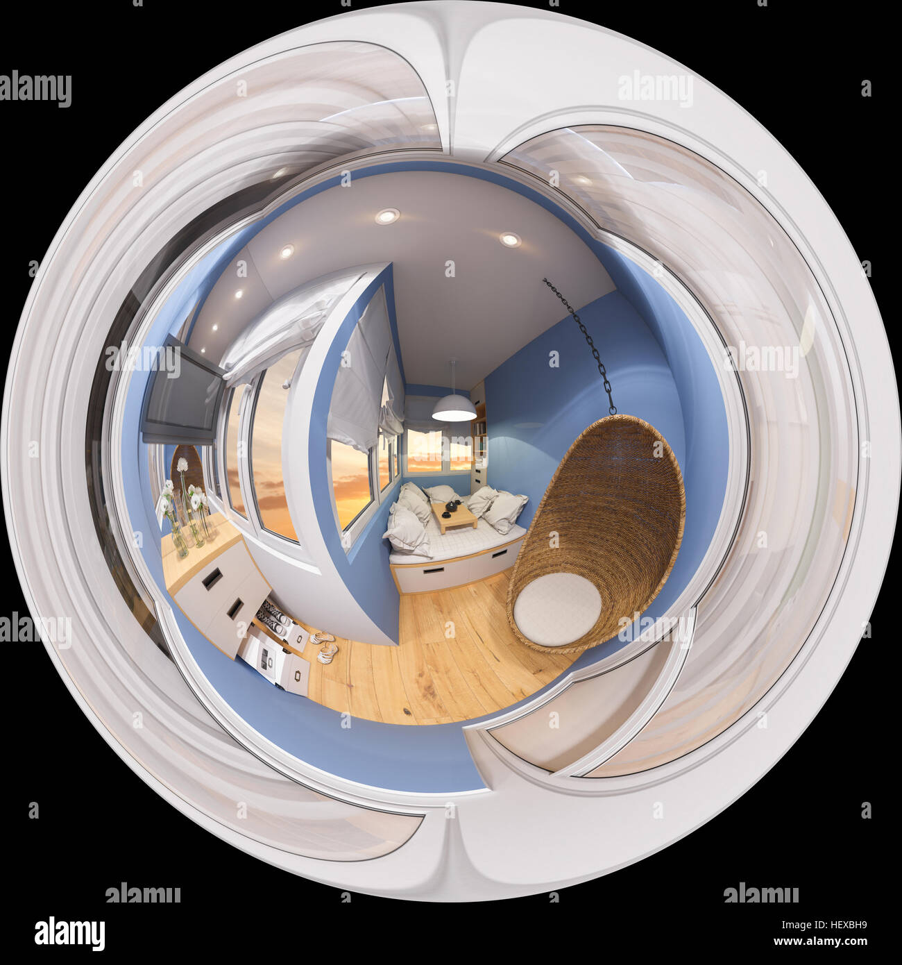 Spherical 360 seamless panorama of balcony Stock Photo - Alamy