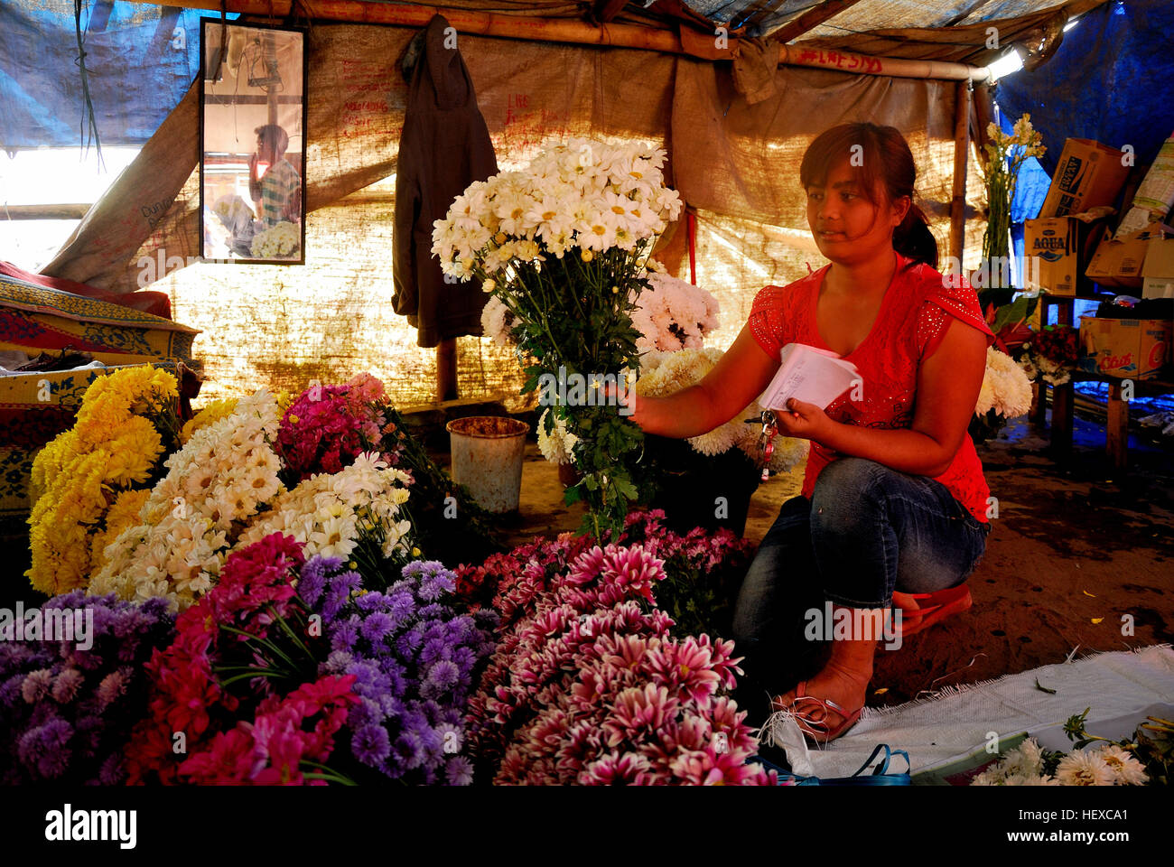 Sumatra, Indonesia. 22nd Dec, 2016. The botanical flower market village ...