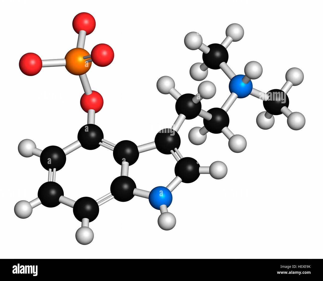 Psilocybin psychedelic mushroom molecule, computer illustration ...