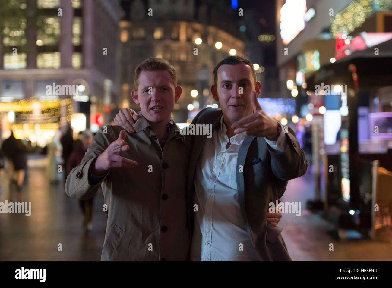 Revellers in Leicester square on the last Friday before Christmas Stock ...