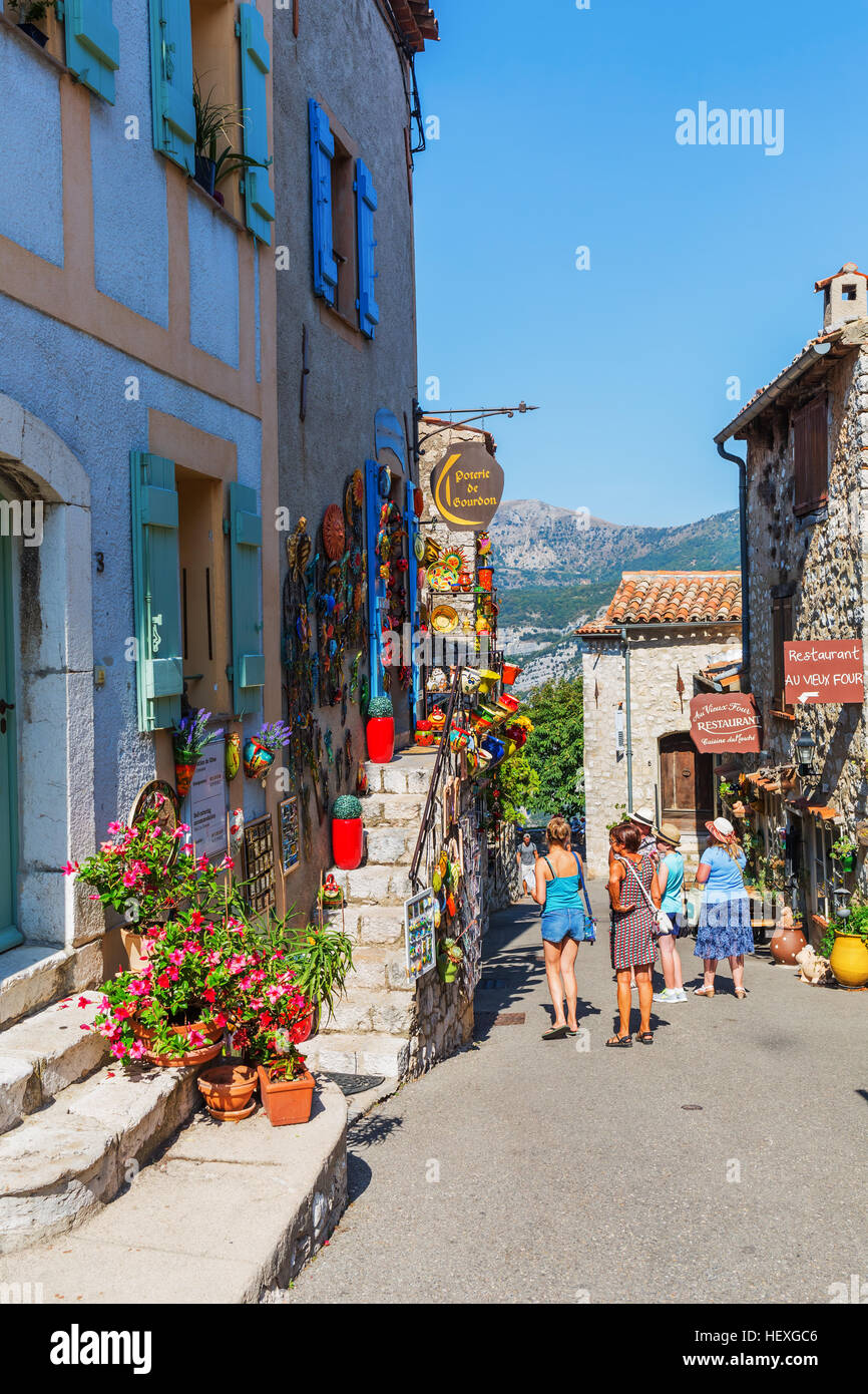 Gourdon, France - August 04, 2018: pottery in Gourdon with unidentified ...