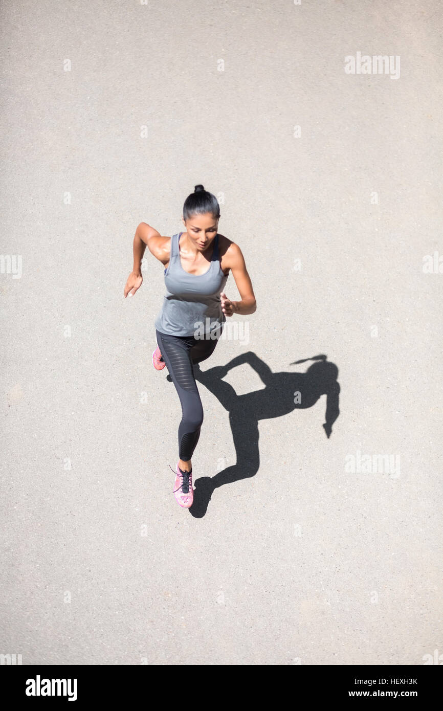 Top view of woman running Stock Photo - Alamy