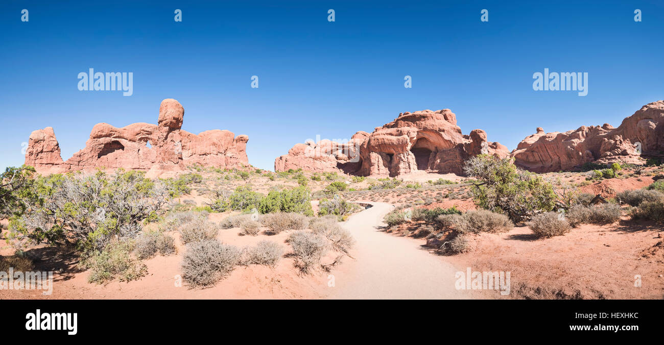 USA, Utah, Arches National Park, Double Arch Hiking Trail Stock Photo ...