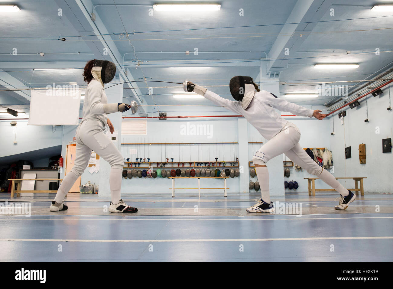 Female fencers during a fencing match Stock Photo - Alamy