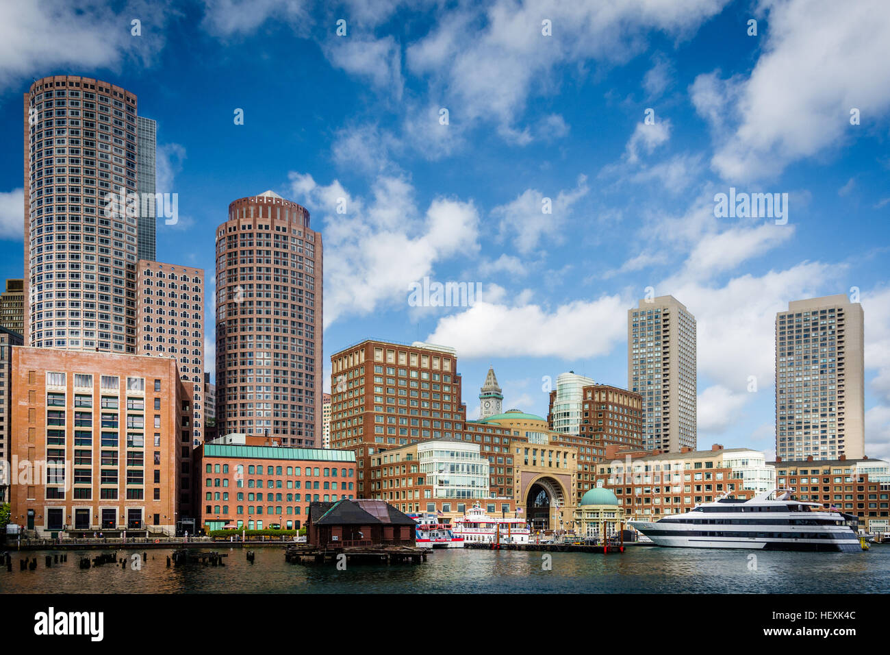 Fort Point Channel and the Boston skyline, in Boston, Massachusetts ...