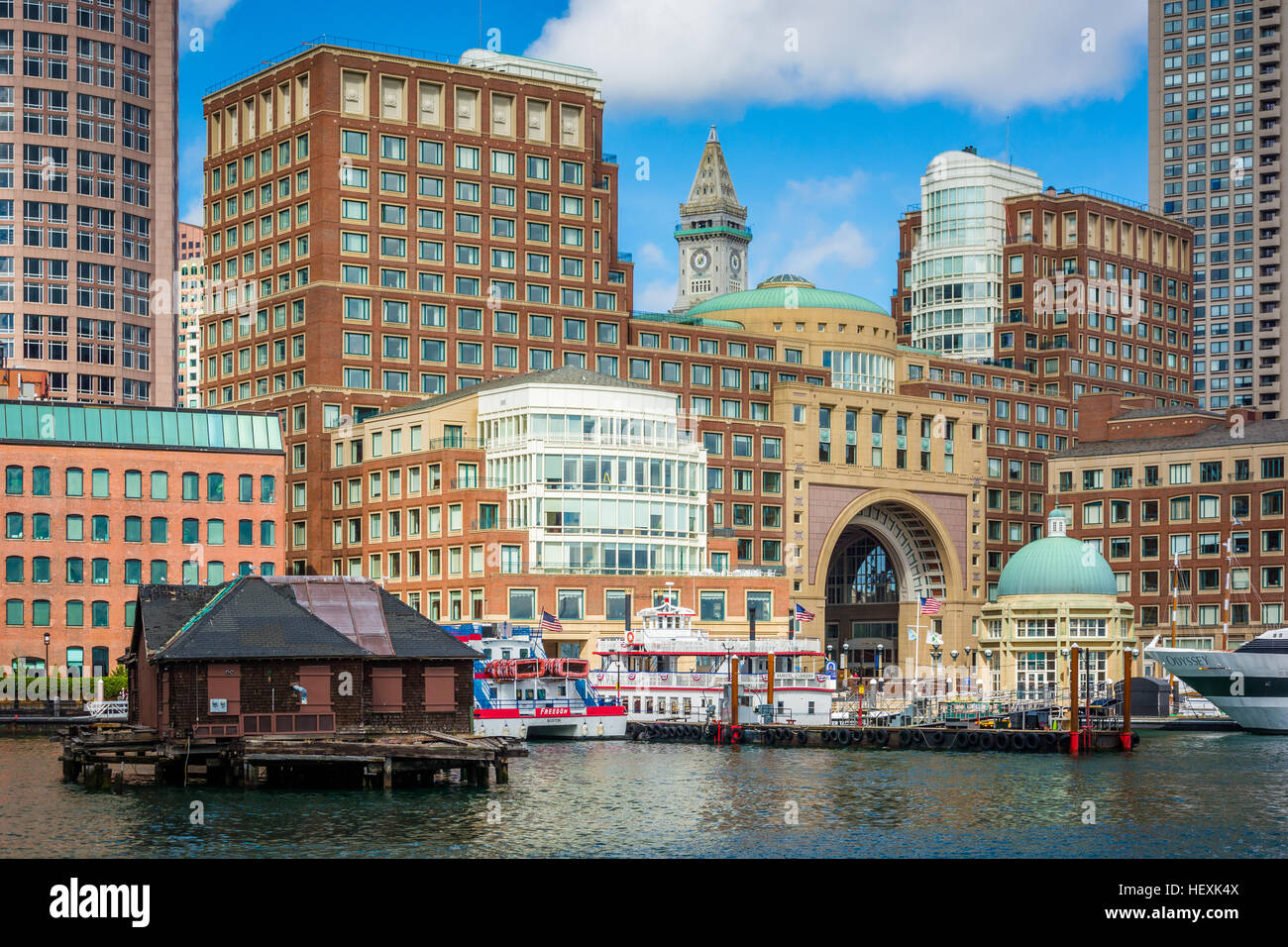 Fort Point Channel and the Boston skyline, in Boston, Massachusetts ...