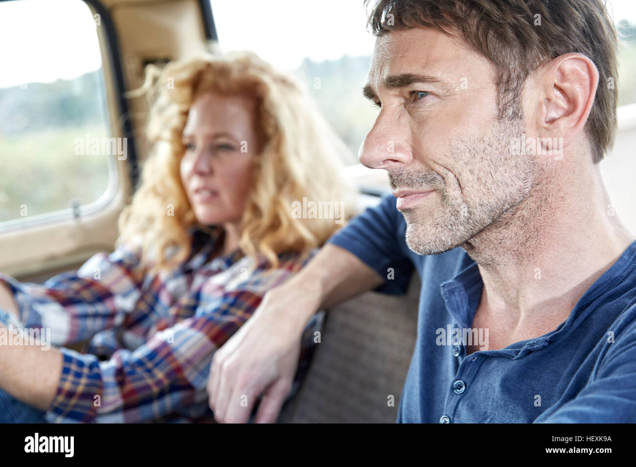 Couple in pick up truck Stock Photo - Alamy