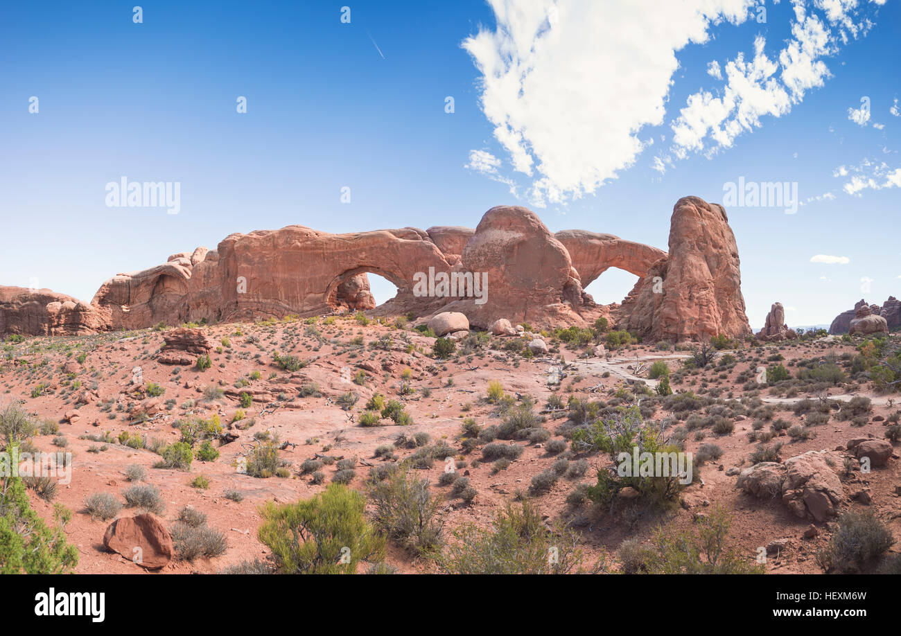 USA, Utah, Arches National Park, Double Arch Hiking Trail Stock Photo ...