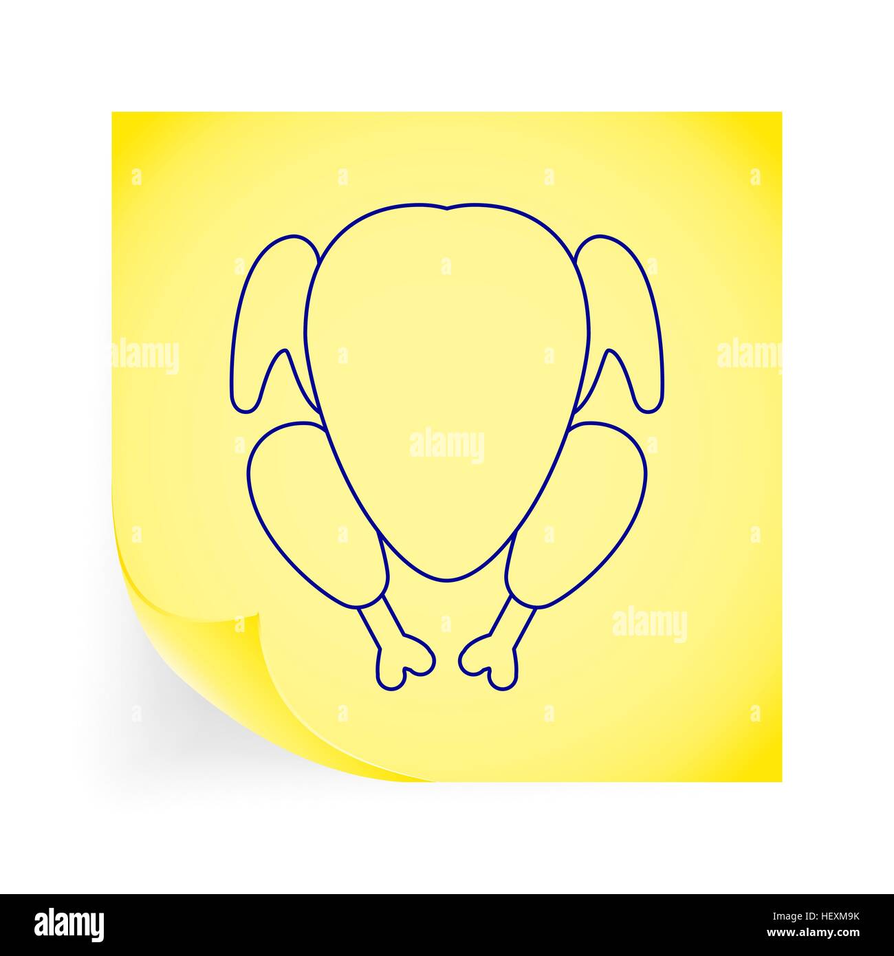 Chiken. Single icon on the yellow note paper. Vector illustration Stock ...