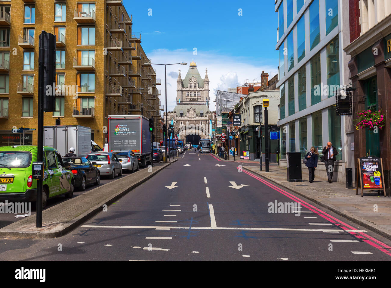 London, UK - June 15, 2016: view from Tower Bridge Road to the Tower ...