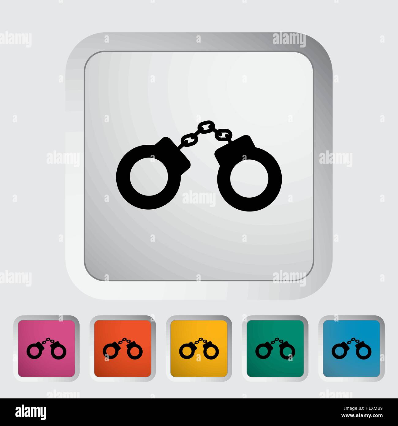 Handcuffs. Single flat icon on the button. Vector illustration Stock ...
