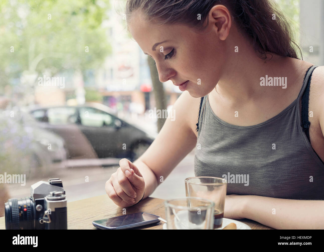Checking the camera hi-res stock photography and images - Alamy