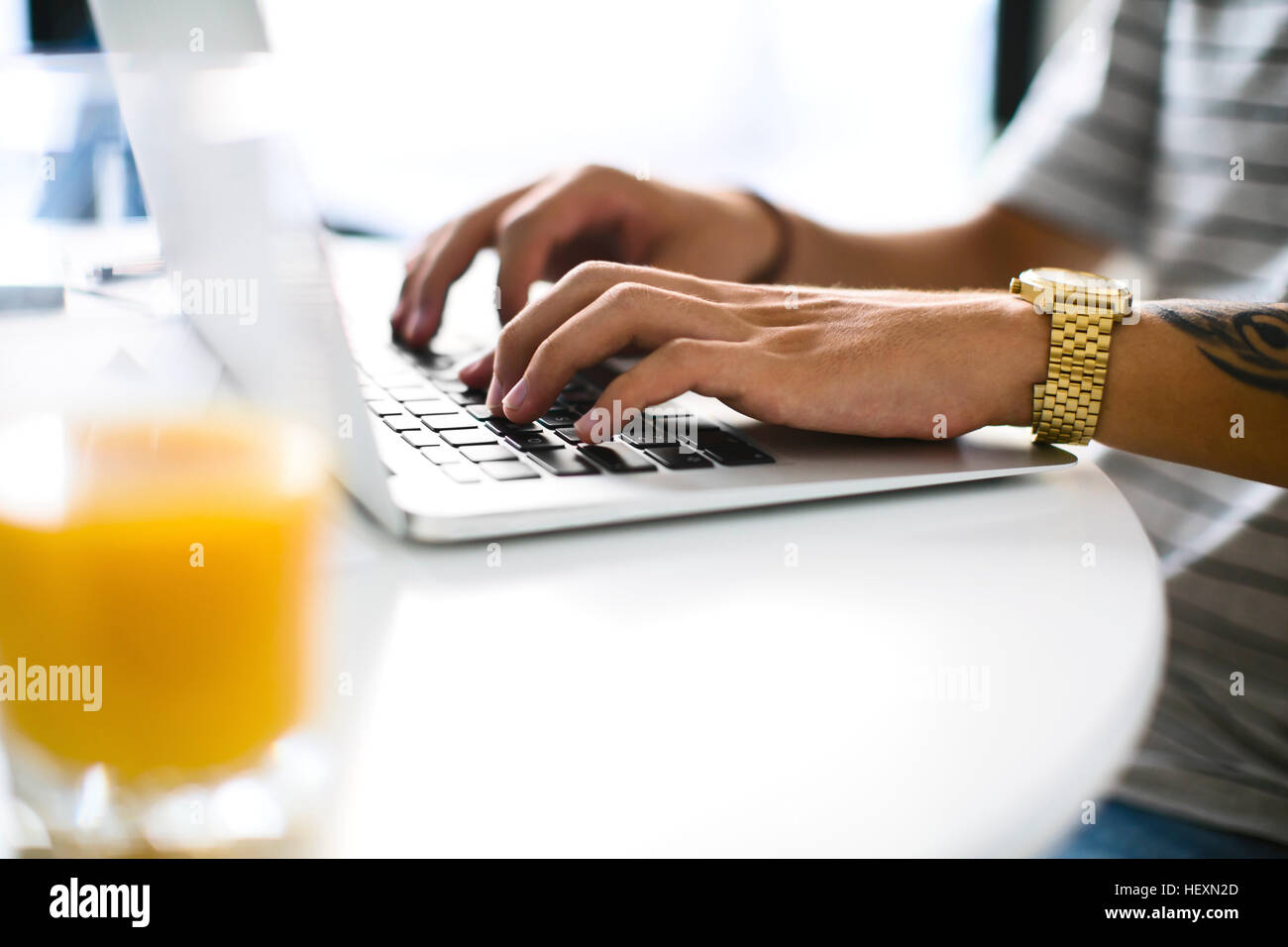 Teenage boy using laptop, partial view Stock Photo - Alamy Teenage boy using laptop, partial view Stock Photo - Alamy