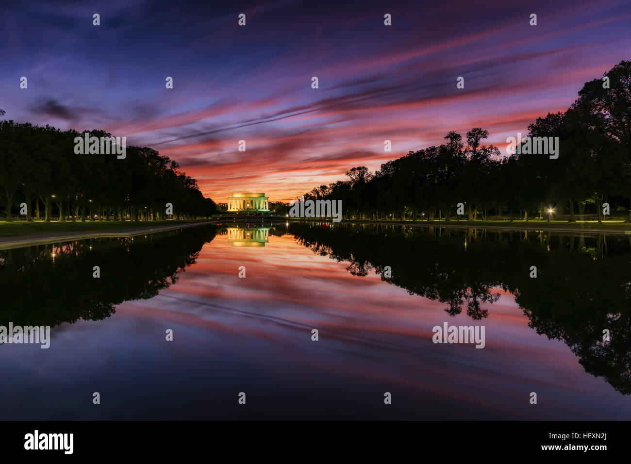 USA, Washington DC, view to Lincoln Memorial at sunset Stock Photo - Alamy