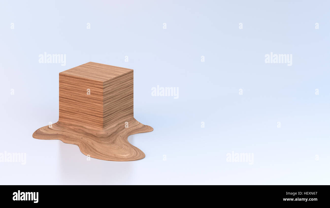Dissolving wooden cube Stock Photo - Alamy