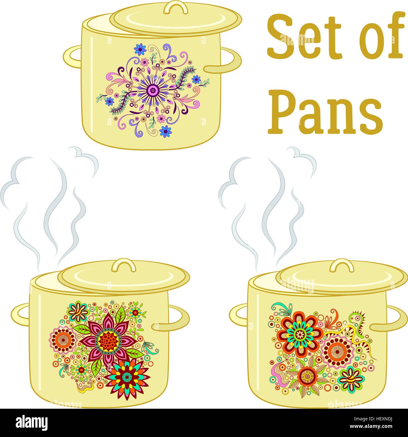 Boiling Pans with Patterns Stock Vector Image & Art - Alamy