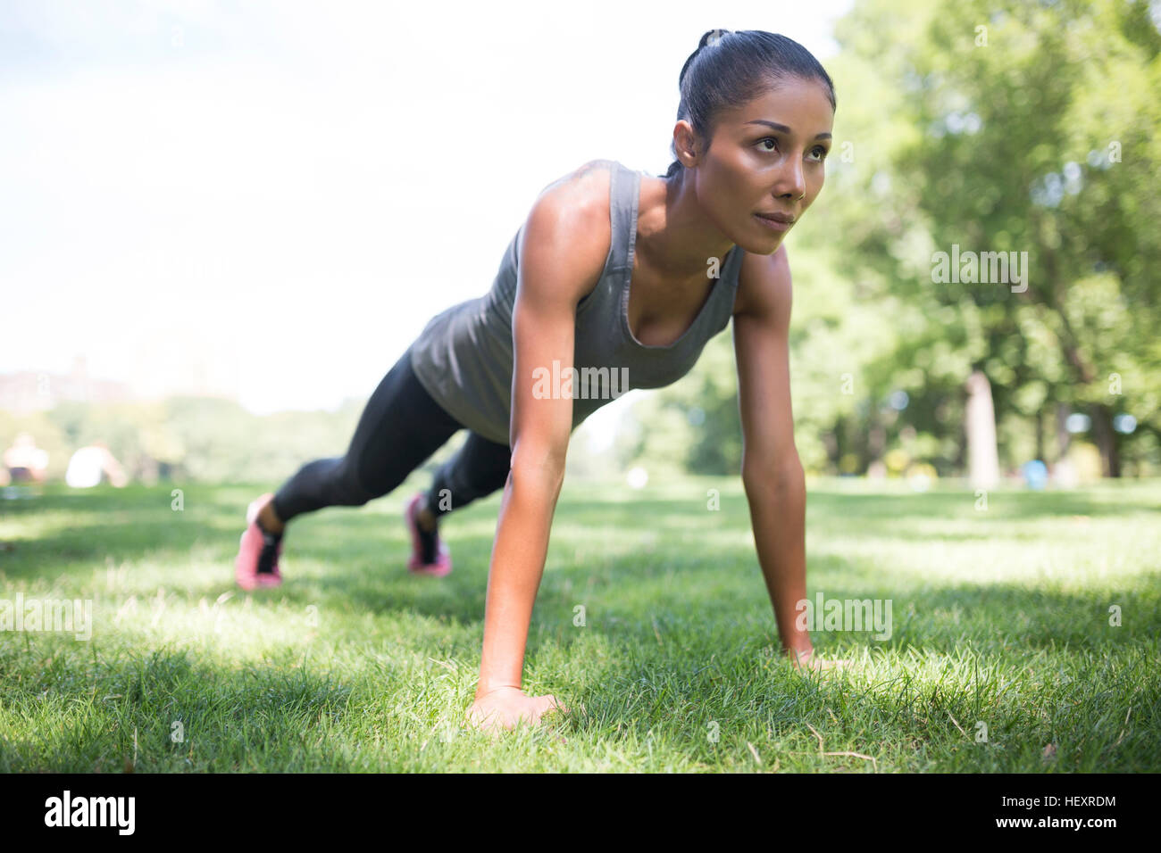 Asian female doing push ups hi-res stock photography and images - Alamy