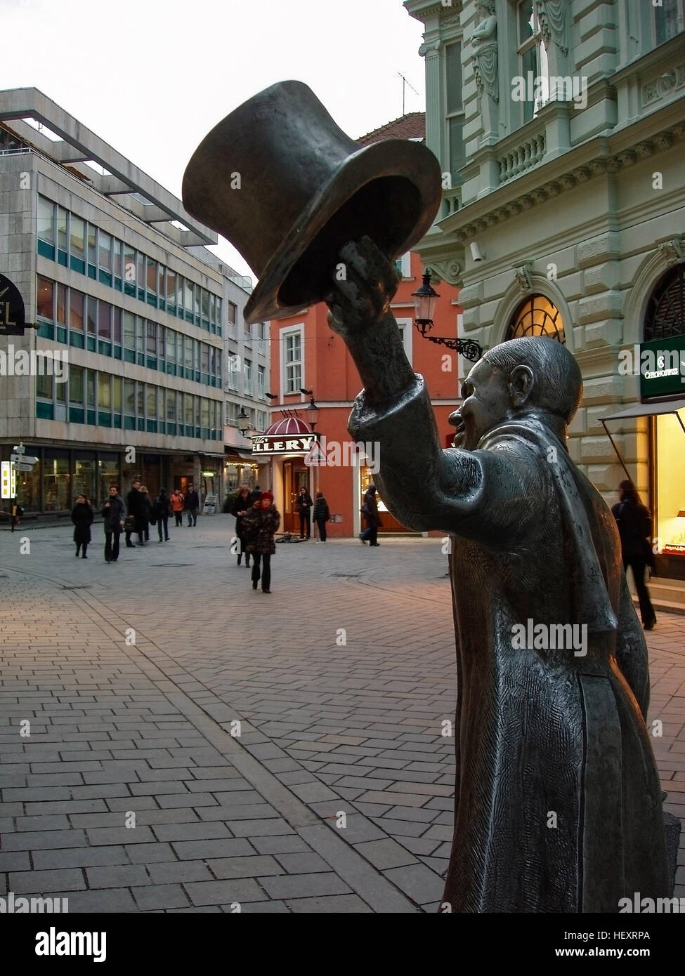 Statue of Schöne Nazi a legendary figure in Bratislava Stock Photo - Alamy