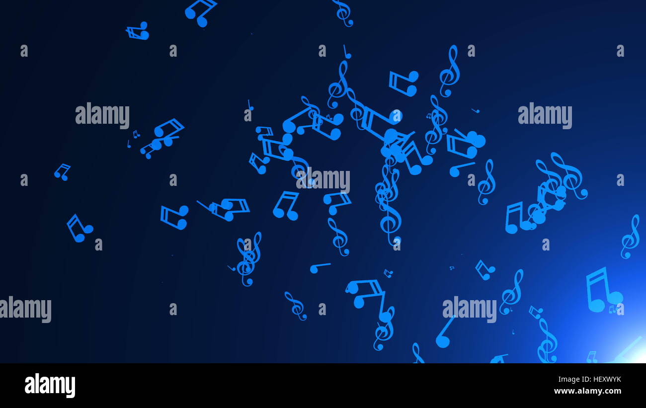 Musical notes float. Abstract background Stock Photo - Alamy