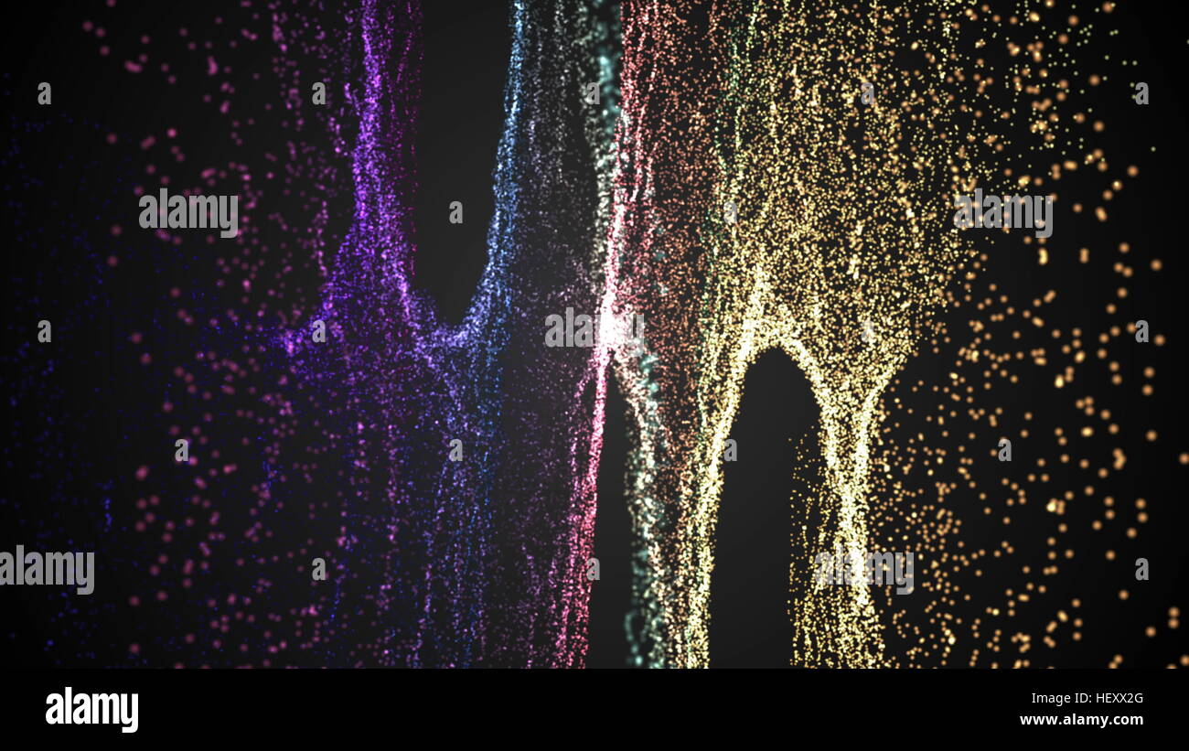 rendering background with twisted particle strings. Dark digital abstract Stock Photo - Alamy