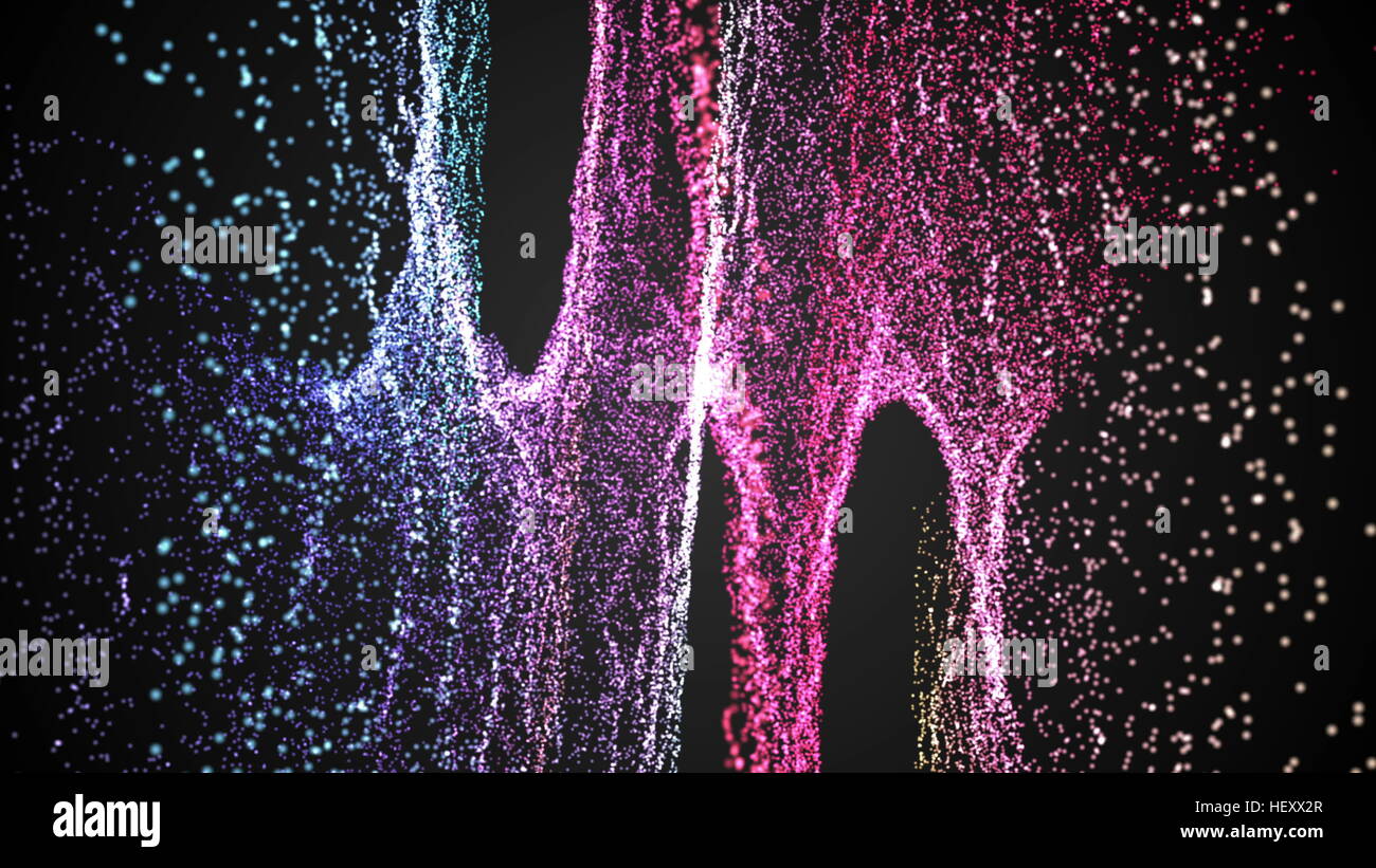 rendering background with twisted particle strings. Dark digital abstract Stock Photo - Alamy