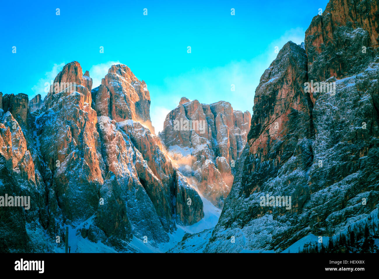 a windy winter evening in the italian alps Stock Photo - Alamy