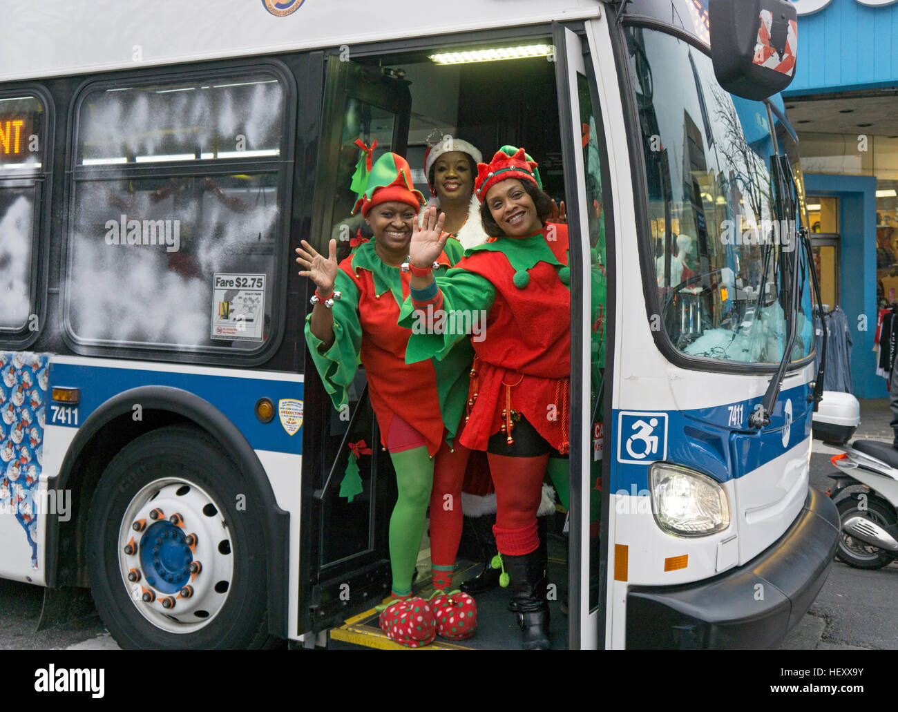 3 church volunteers dressed as elves return from a charity Christmas ...