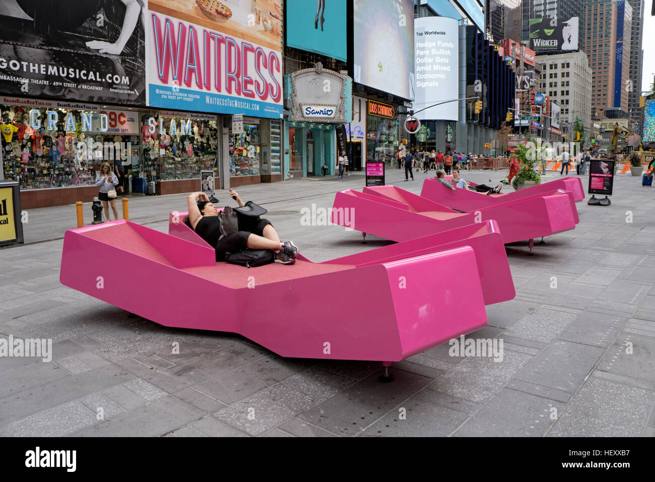 A street furniture installation in Times Square. 3 X shaped lounge ...