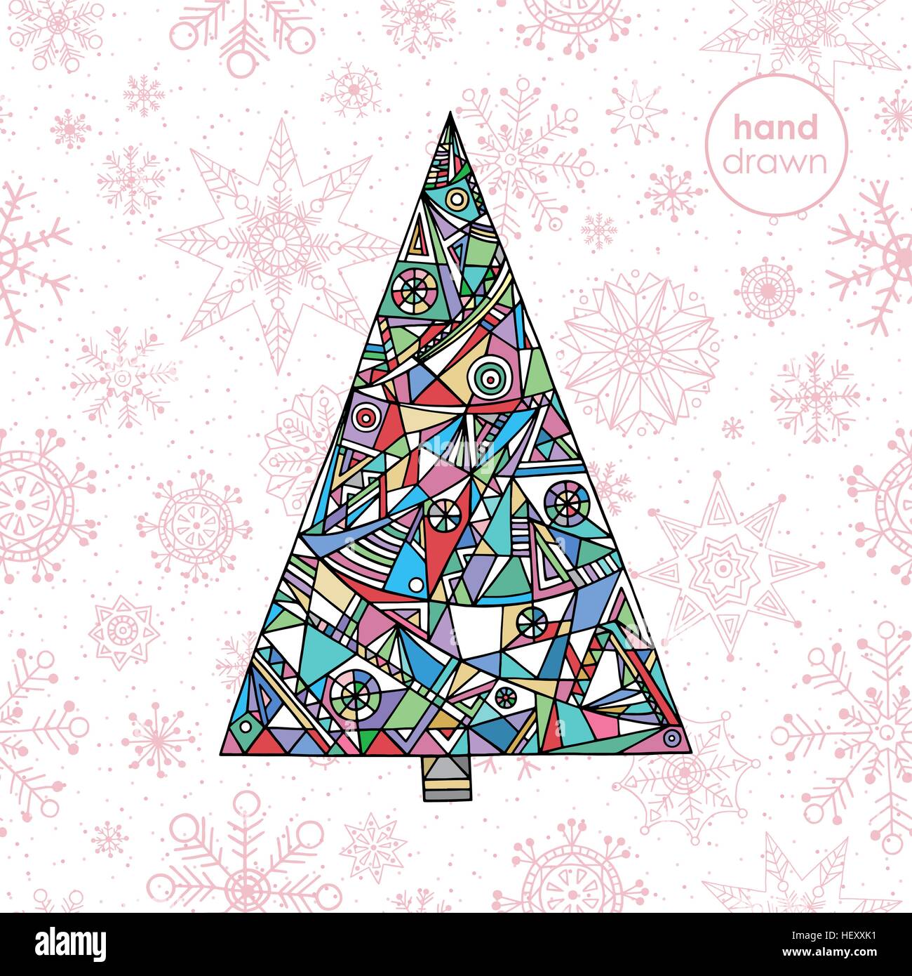 Stylized Xmas fir tree drawing vector background Stock Vector Image ...