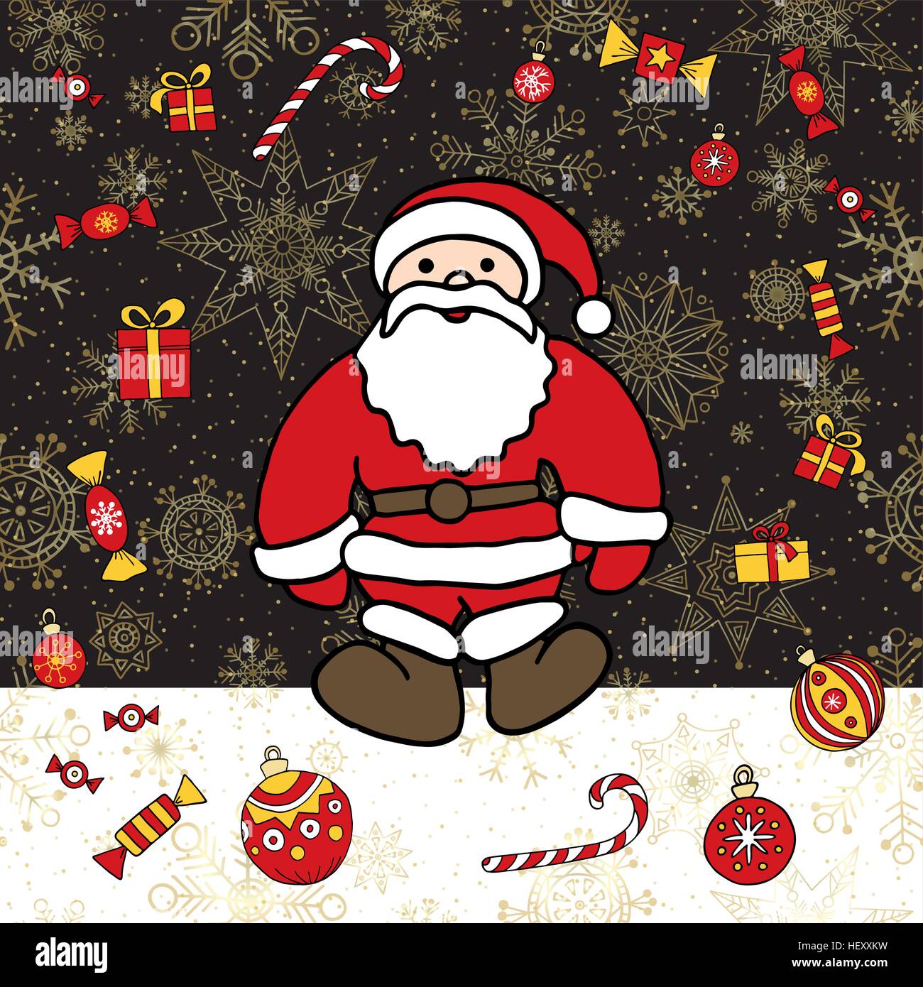 Santa vector background. Stylized holiday hand drawn illustration Stock ...