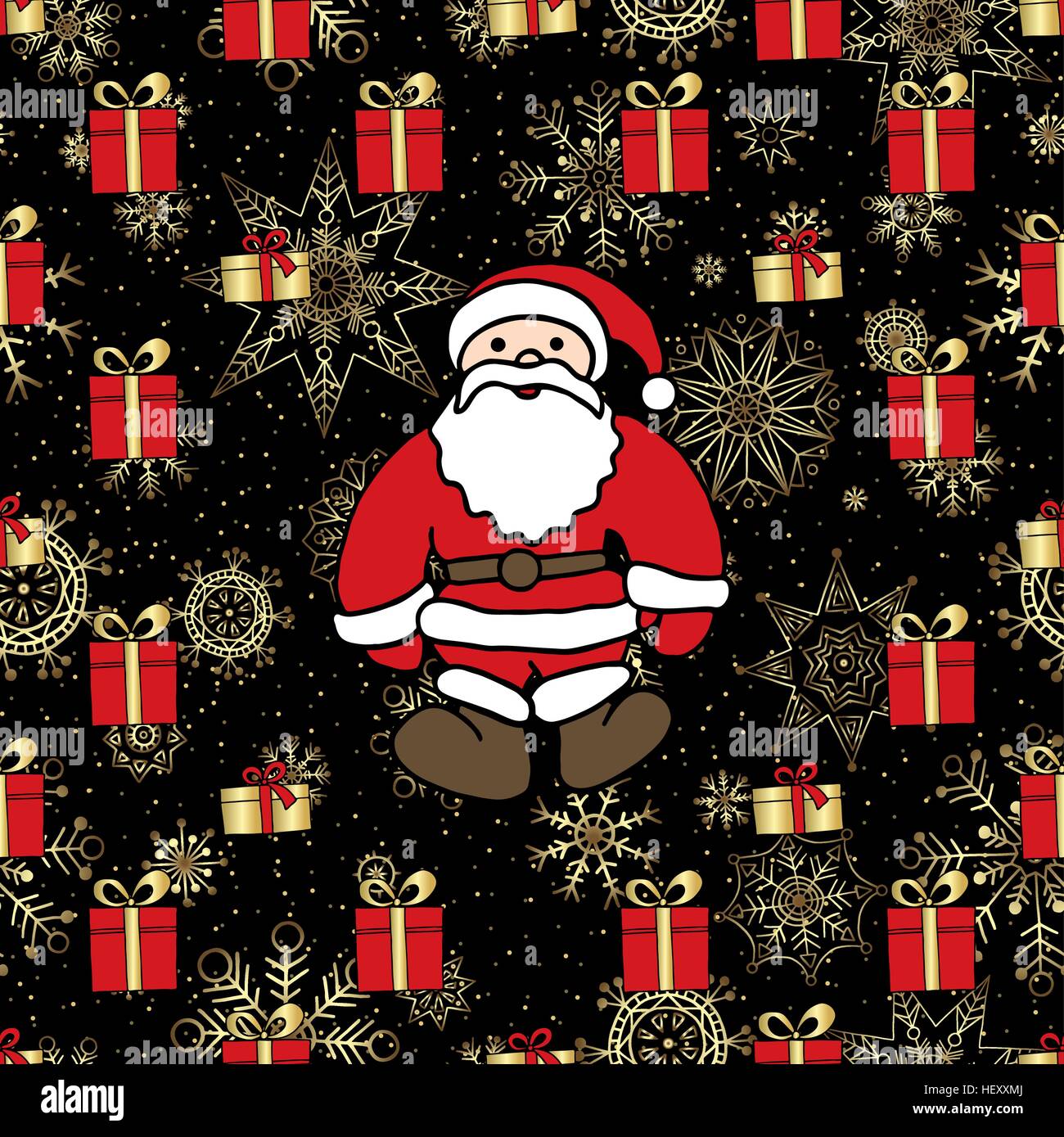 Santa vector background. Stylized holiday hand drawn illustration Stock ...